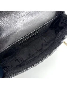 CHANEL | Bags | Chanel Choco Bar Lambskin Chain Shoulder Bag Black Gold ...